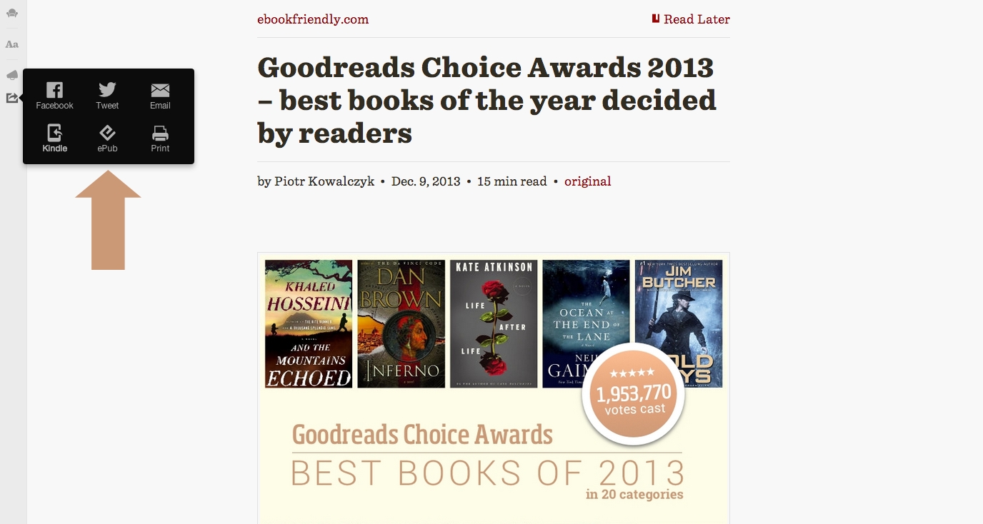 Add web pages to Kobo using Readability – Ebook Friendly