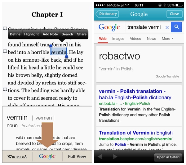 Kobo – translate text using Google Translate – Ebook Friendly