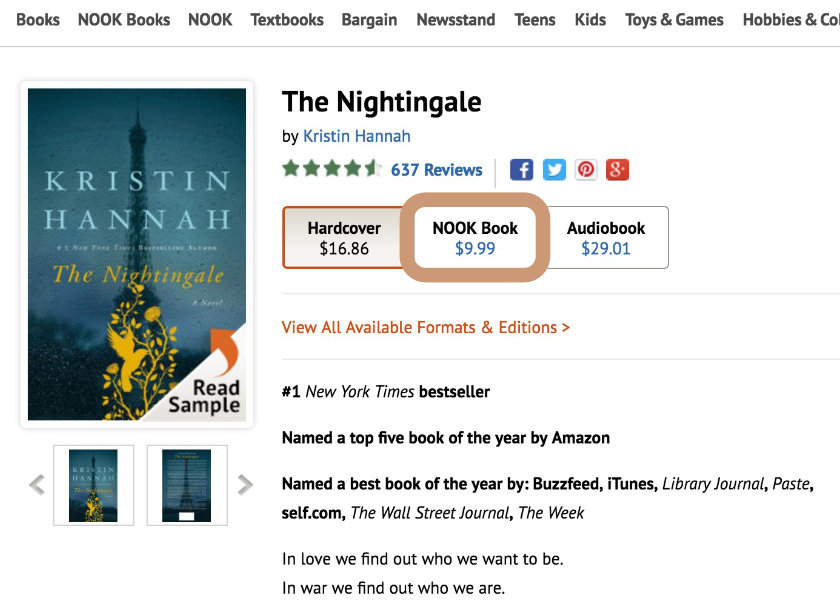 Nook Store – find Nook edition on the list of available book formats ...
