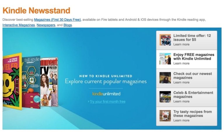 Read popular magazines free with your Kindle Unlimited subscription