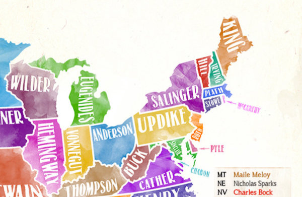 Famous authors from each US state – literary map – Ebook Friendly