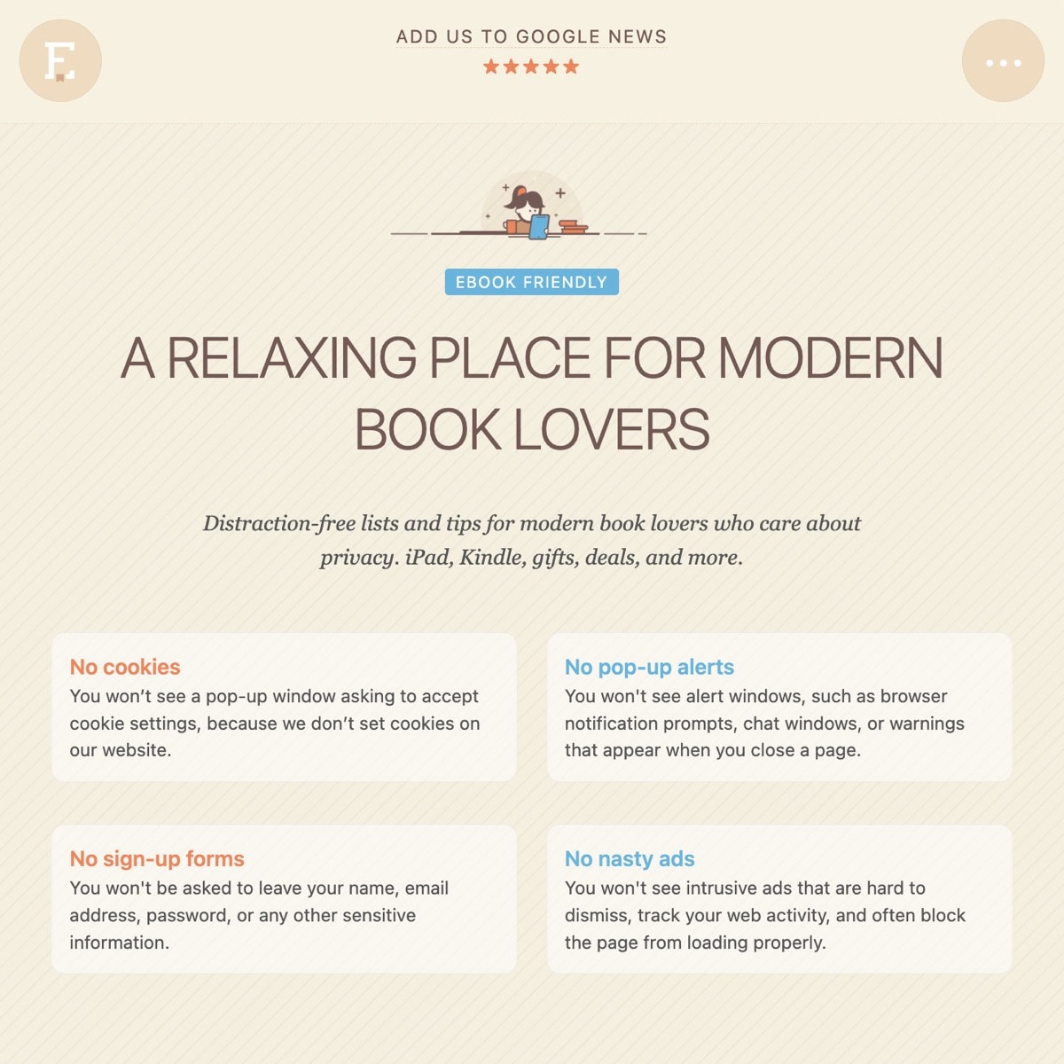 Ebook Friendly – distraction-free site for book lovers – Ebook Friendly