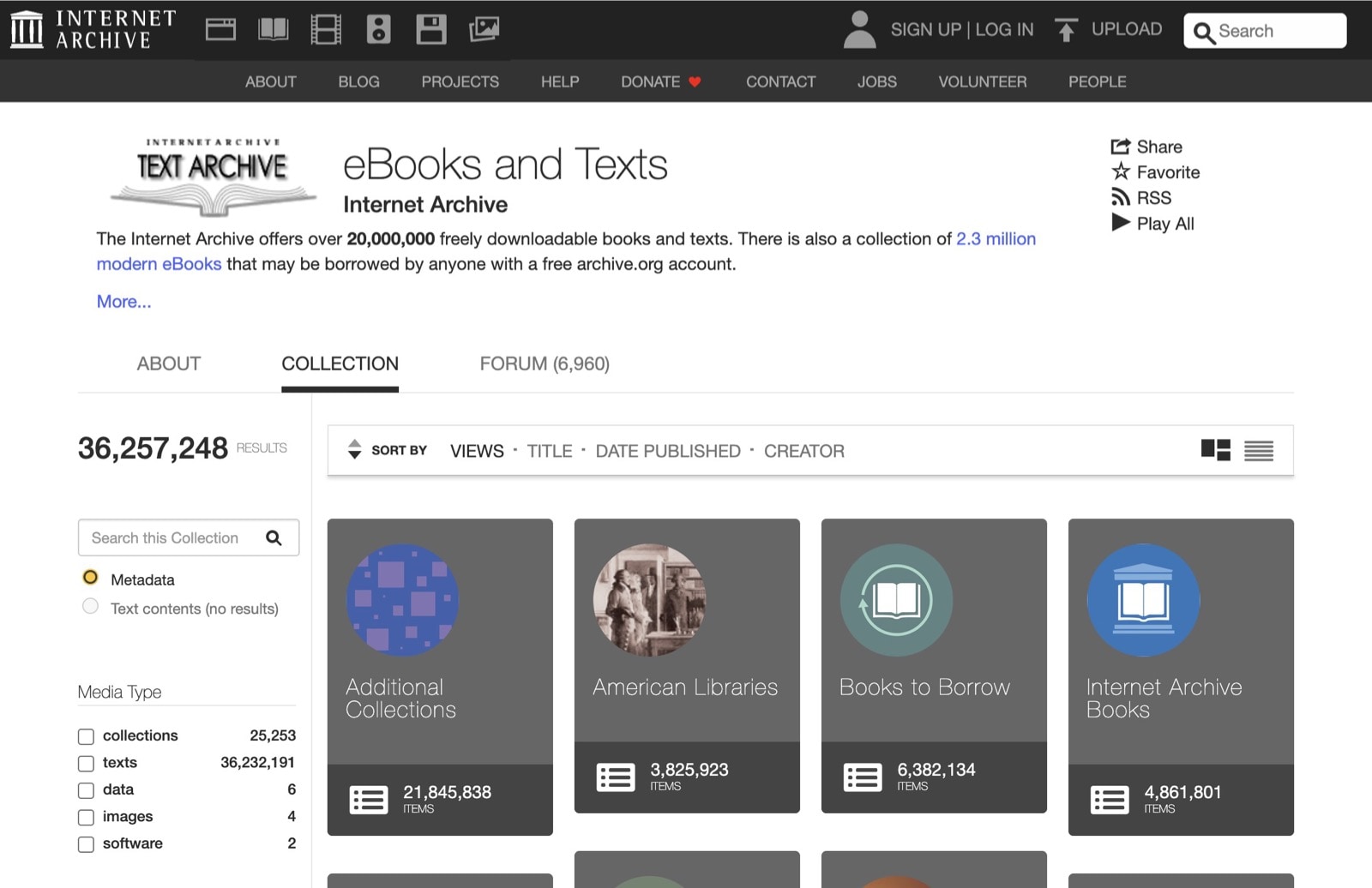 Internet Archive – best public domain sites – Ebook Friendly