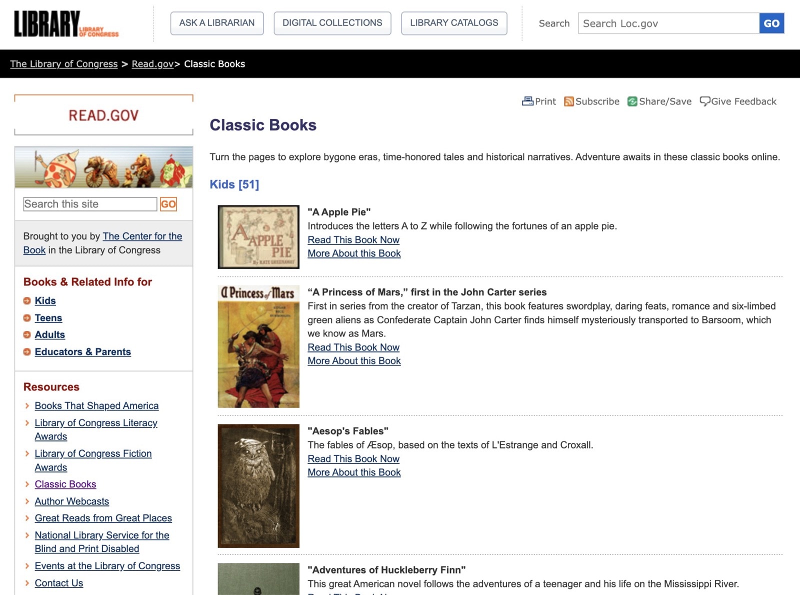 Library of Congress – free public domain books – Ebook Friendly